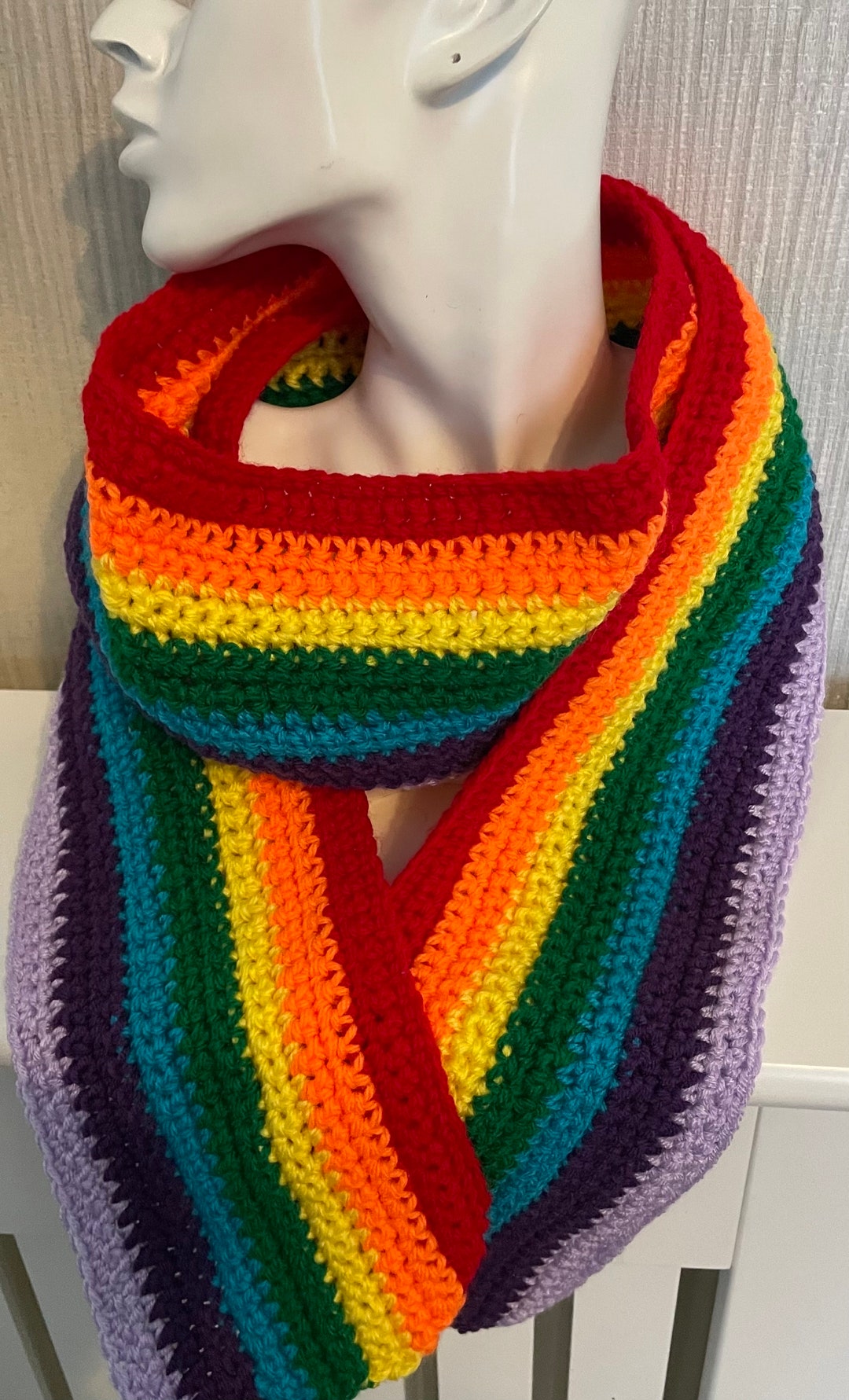 Crochet Rainbow Scarf, LGBTQ Scarf, Gay Pride Scarf, Gift for ...