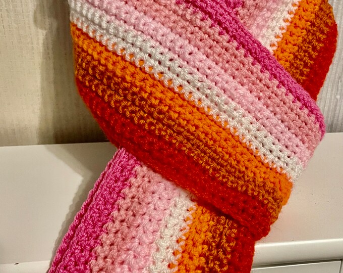 Hand Knit Orange White Pink and Purple Striped Lesbian Pride Skinny ...