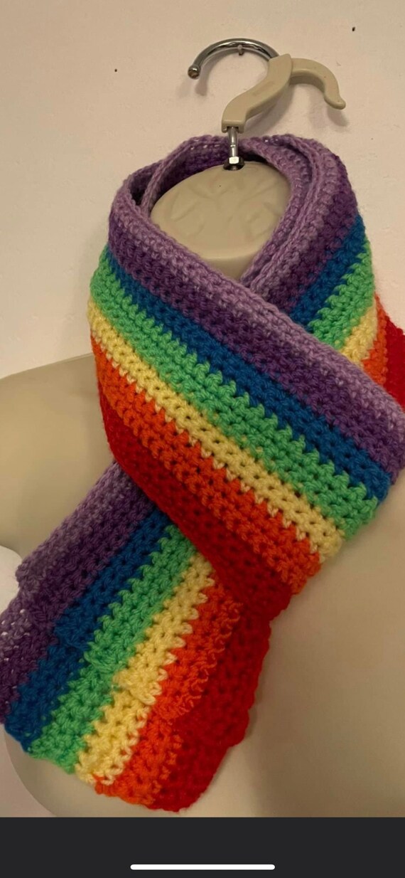 Crochet Rainbow Scarf LGBTQ Scarf Gay Pride Scarf Gift for | Etsy