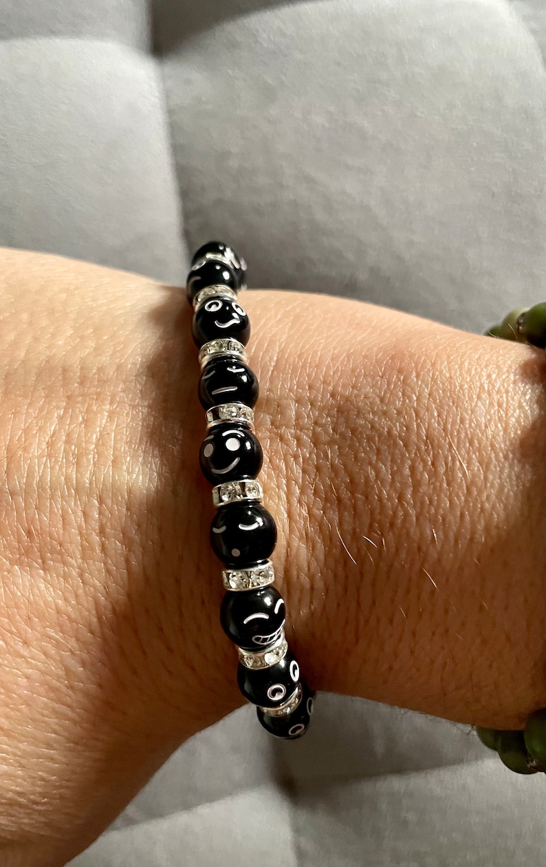 Smiling Face Beaded Bracelet, Sad Face Bracelet, Funny Bracelet ...
