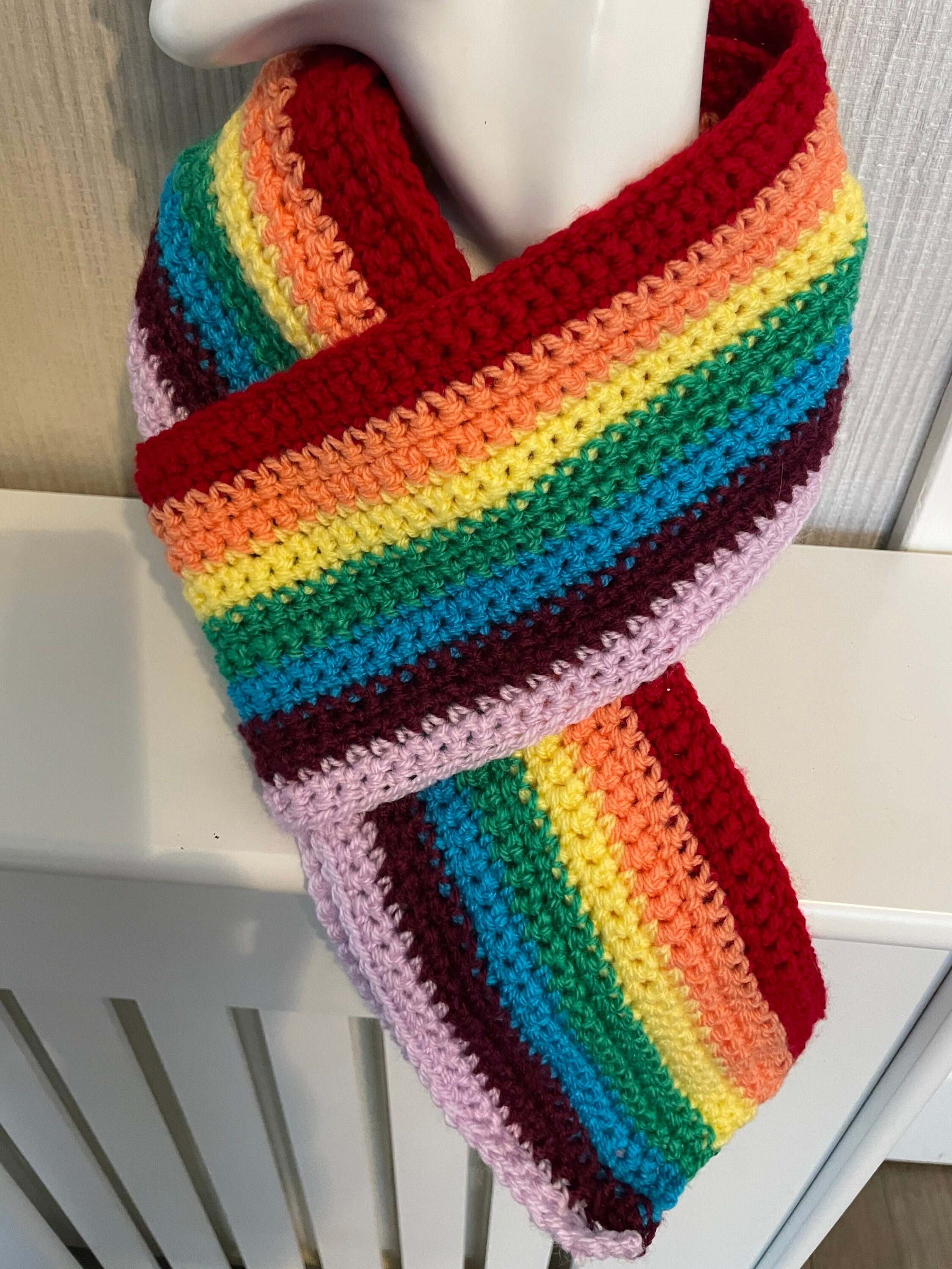 Crochet Rainbow Scarf LGBTQ Scarf Gay Pride Scarf Gift for - Etsy UK