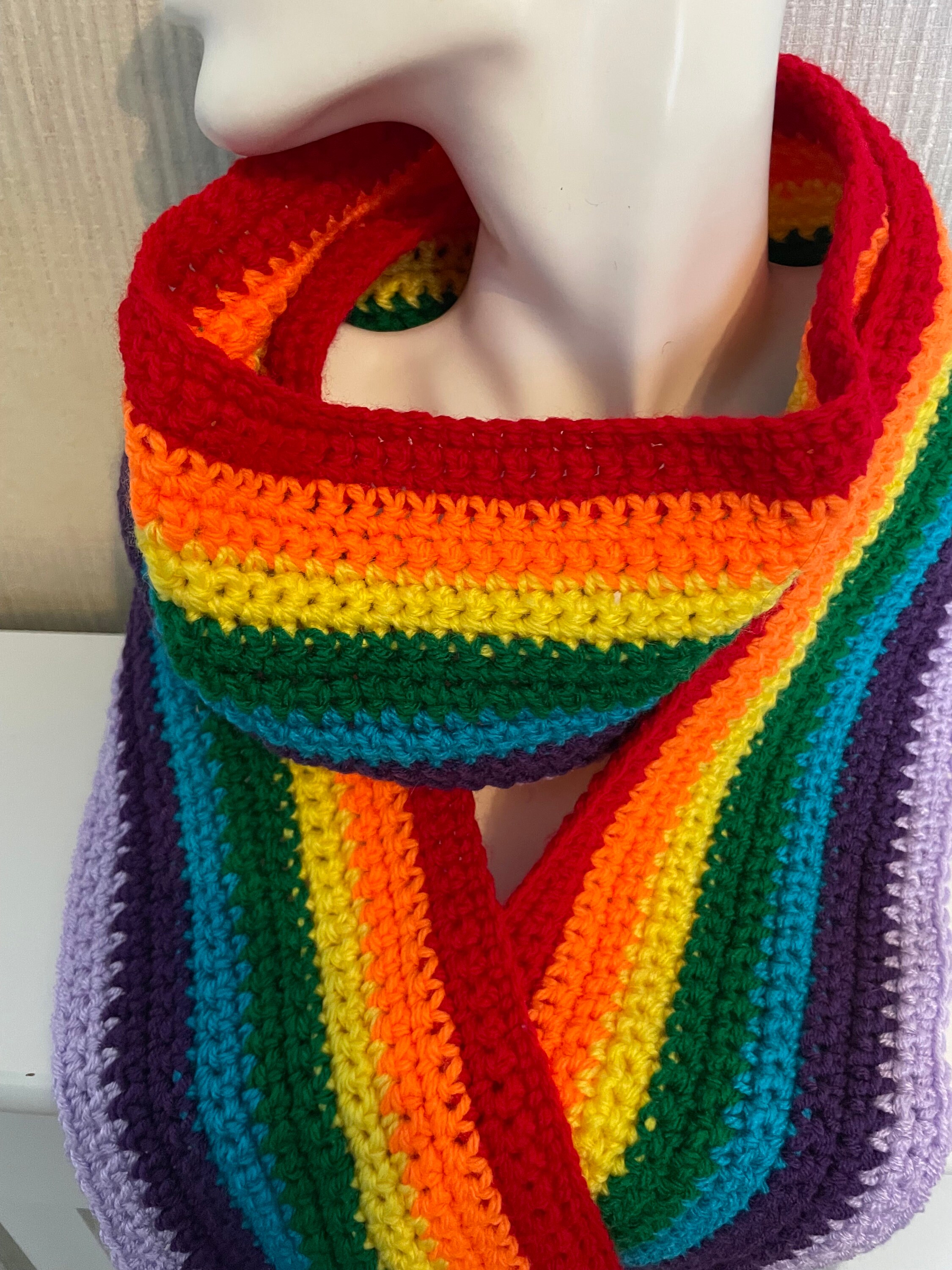 Crochet Rainbow Scarf, LGBTQ Scarf, Gay Pride Scarf, Gift for ...