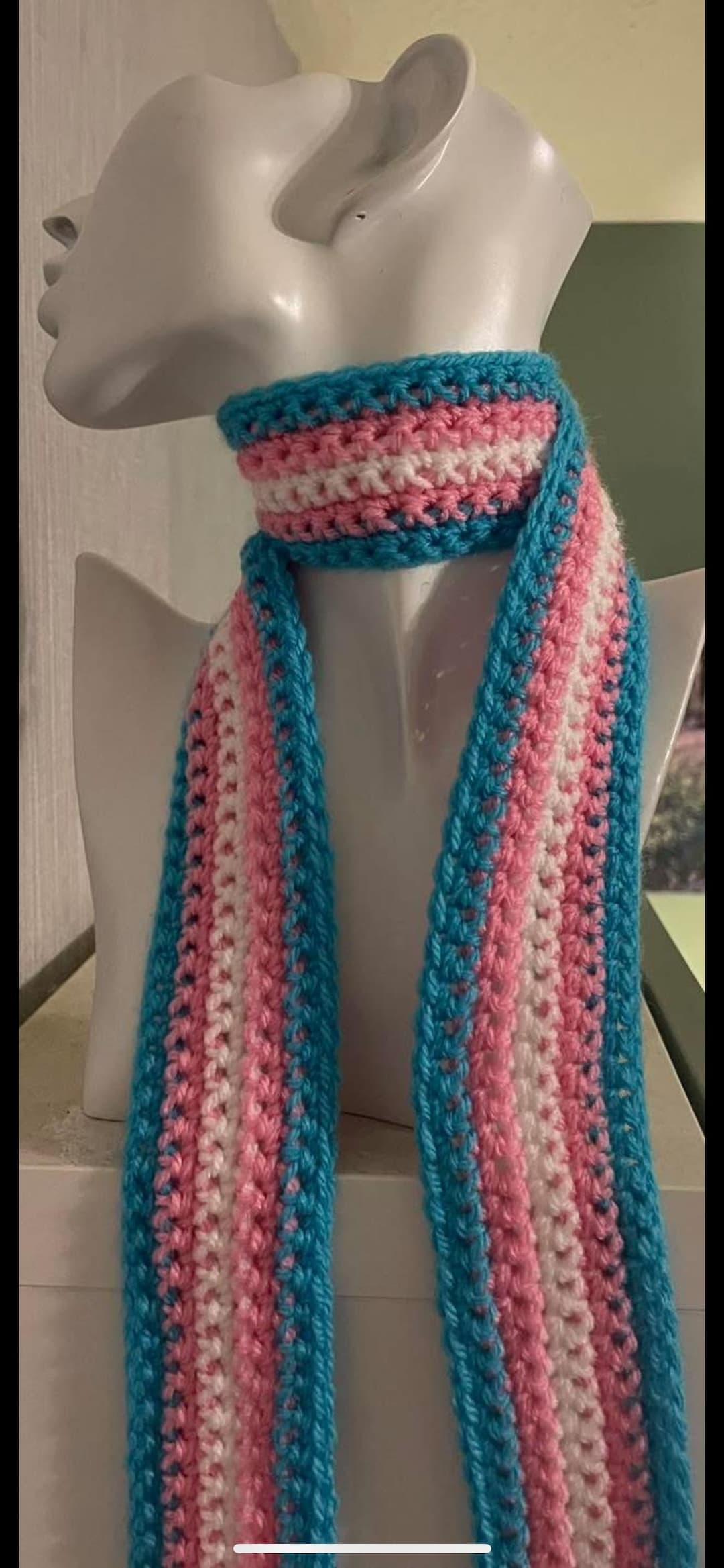 Y2k Transgender Skinny Crochet Scarf, Lgbtq Skinny Scarf, Summer Scarf ...