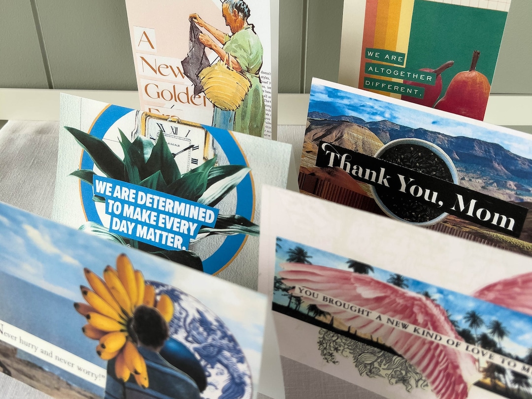 Hand Cut Collage Cards: Unique Blank Greeting Card Set - Etsy