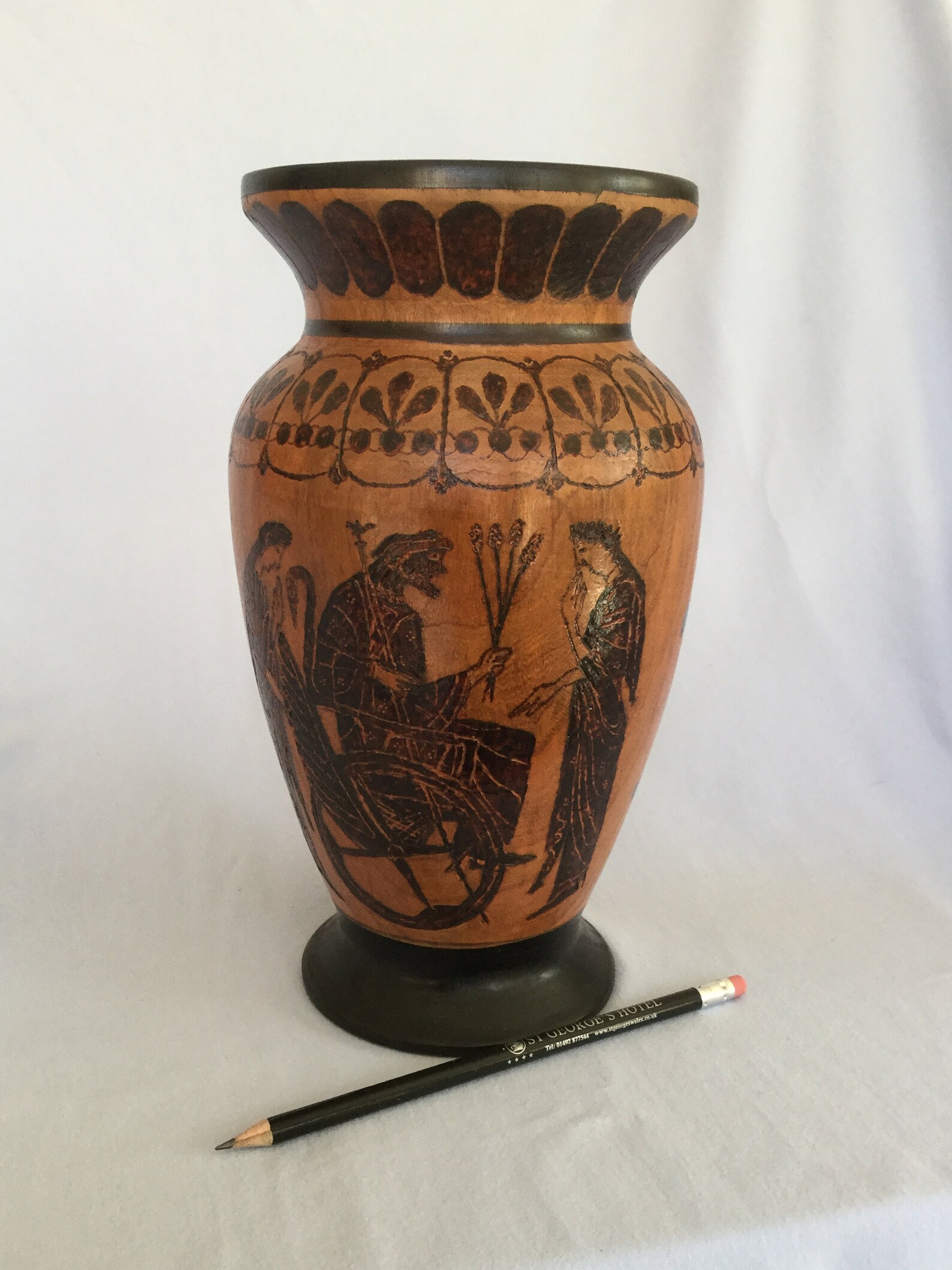 Hollow Form Turned Vase With Pyrography Depicting Greek Mythology - Etsy