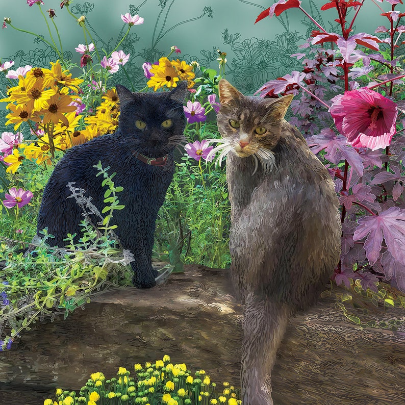 VICTOR & HUGO Cats in the Garden by Rachel James Greetings - Etsy
