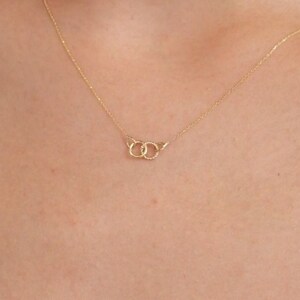 14k Solid Gold Intertwined Circles Necklace - Double Circles Necklace ...