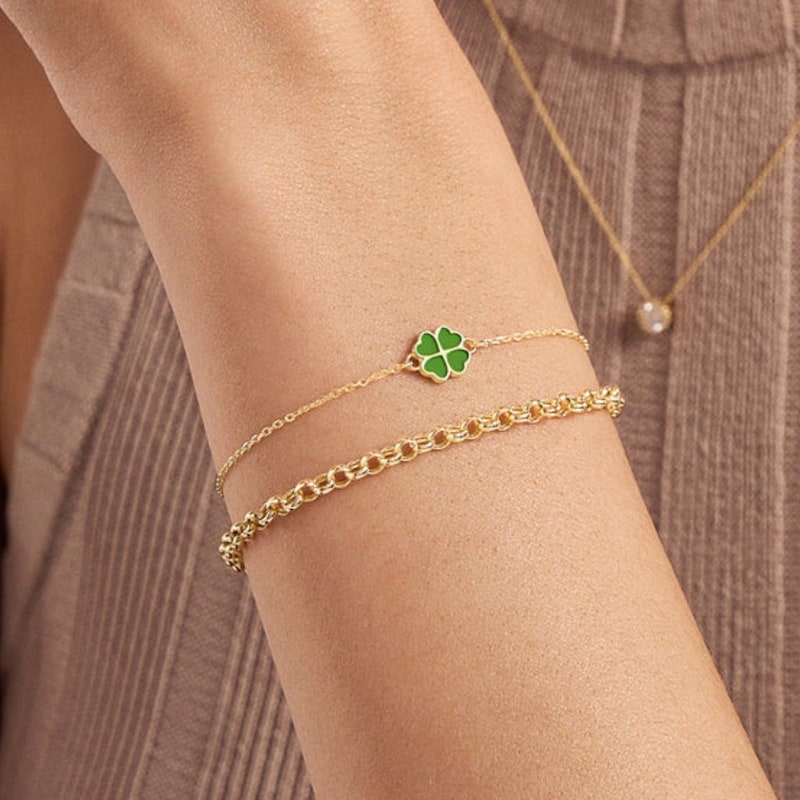 14k Gold 4 Leaf Clover Bracelet - Etsy