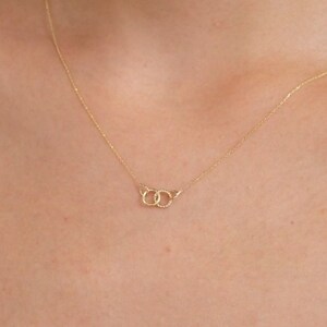 14k Solid Gold Intertwined Circles Necklace Double Circles - Etsy