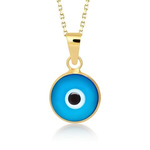 14k Solid Gold Red Evil Eye Necklace - 14k Nazar Necklace - Charm ...