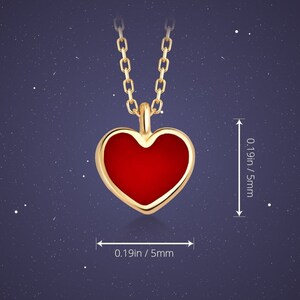 14k Solid Gold Red Heart Necklace - Heart Shaped Necklace - Love Charm ...