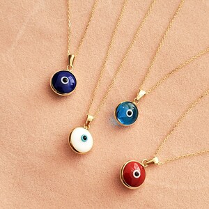 14k Solid Gold Red Evil Eye Necklace - 14k Nazar Necklace - Charm ...
