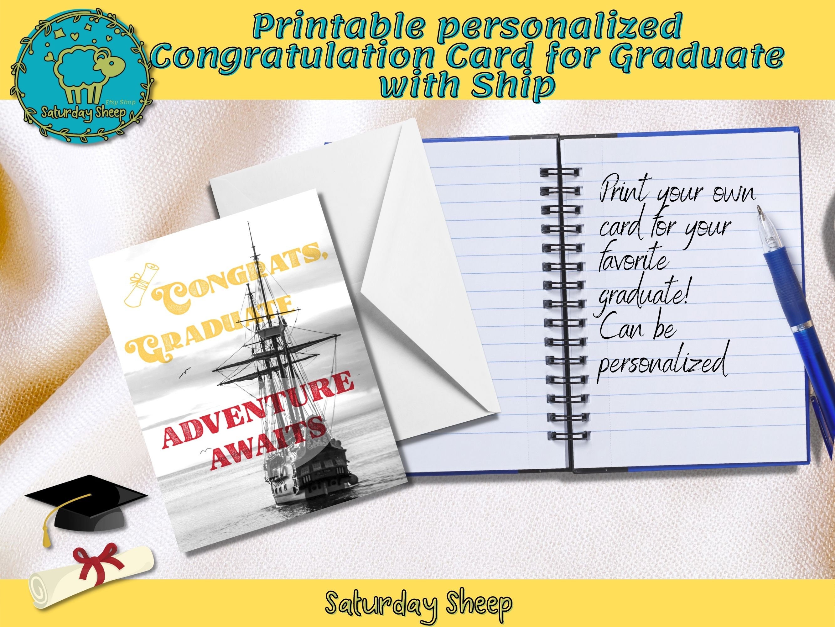 Printable Personalized Congratulation Card for Graduate With Ship ...