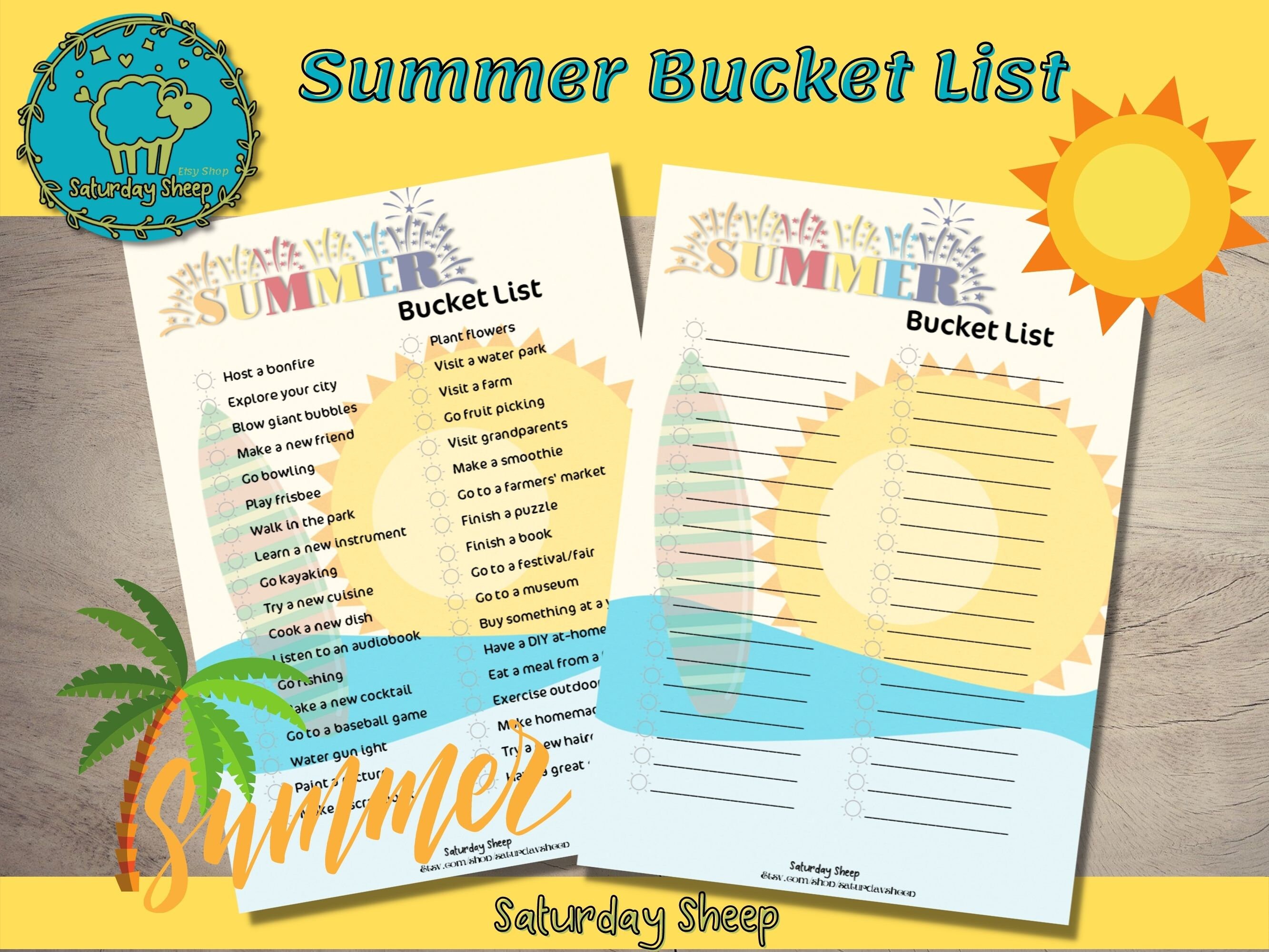 Ultimate Summer Bucket List Printable, Summer Activities, Summer ...