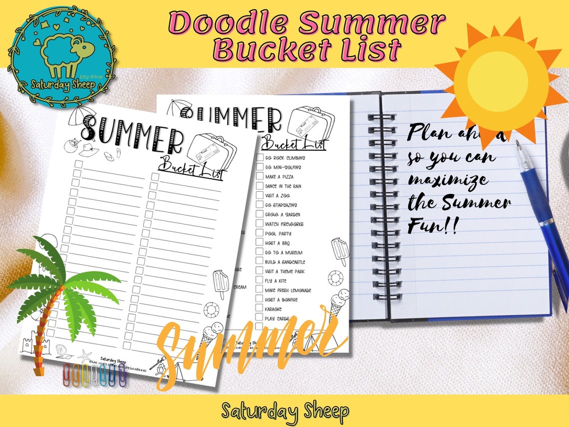 Summer Bucket List Printable, Summer Activities, Summer Checklist ...