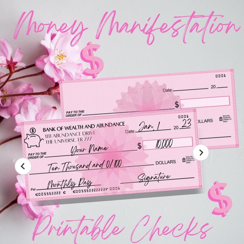 Manifestation Check, Vision Board Checks, Vision Board Printables ...