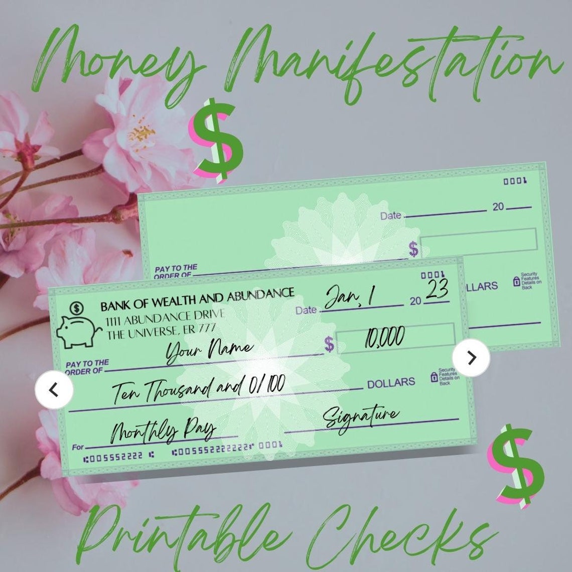 Manifestation Check, Vision Board Checks, Vision Board Printables ...