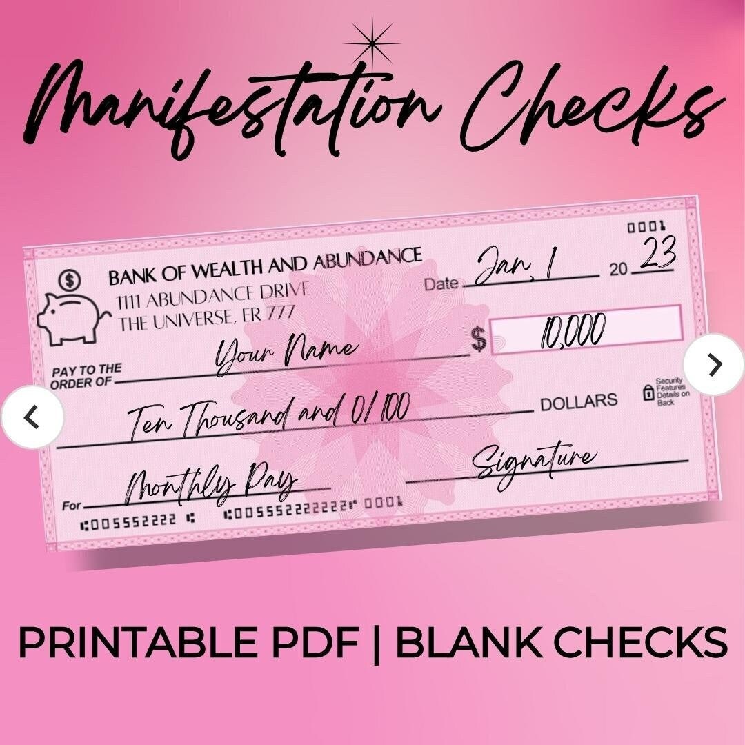 Manifestation Check, Vision Board Checks, Vision Board Printables ...