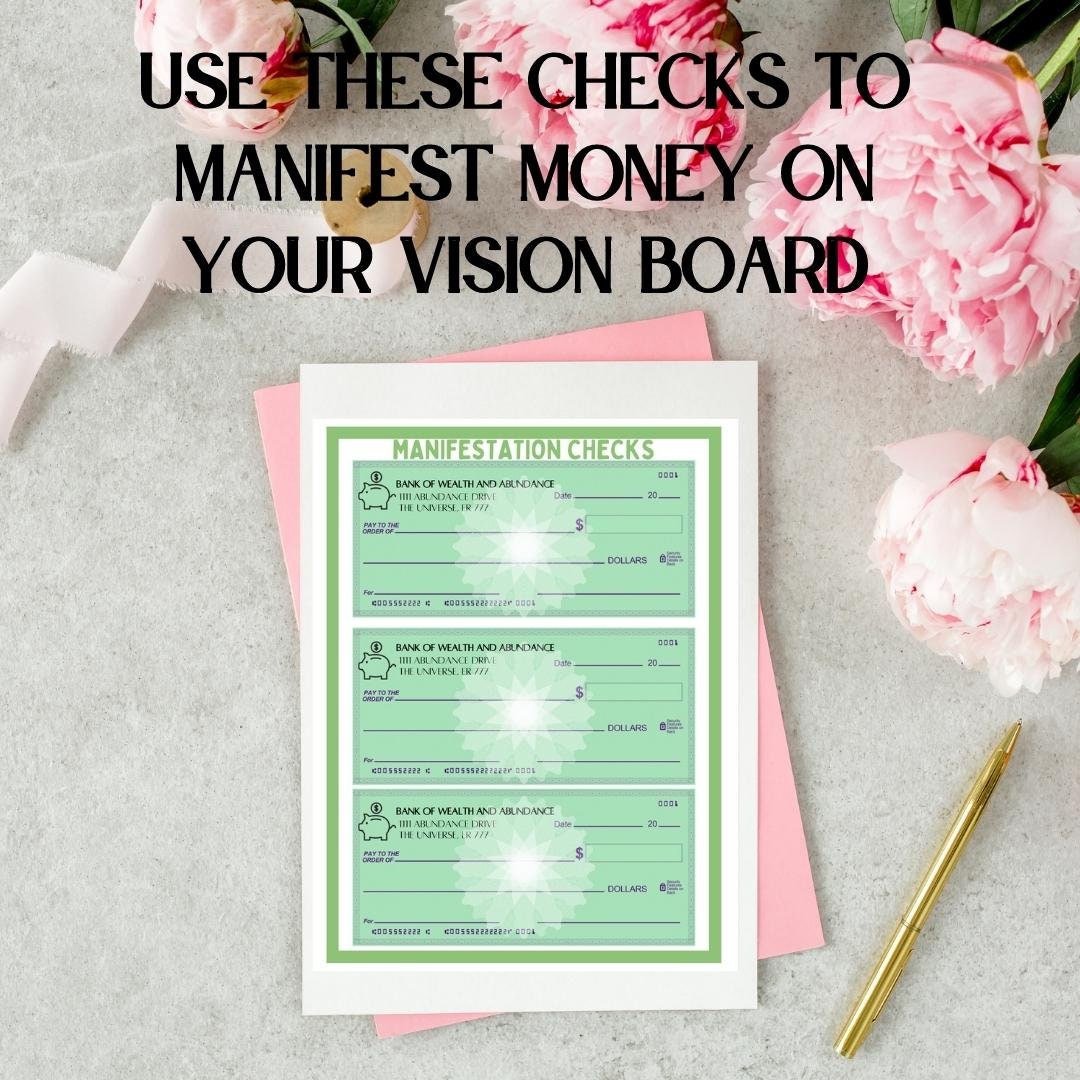 Manifestation Check, Vision Board Checks, Vision Board Printables ...