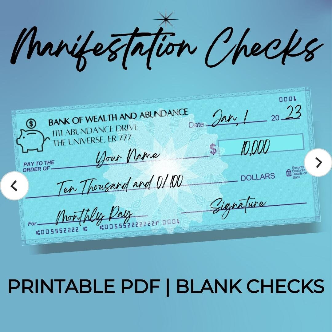 Manifestation Check, Vision Board Checks, Vision Board Printables ...