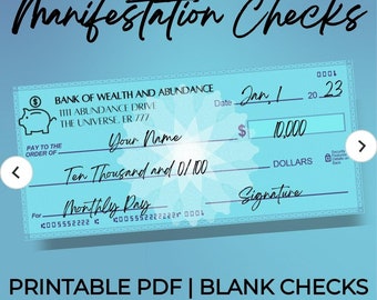 Manifestation Check, Vision Board Checks, Vision Board Printables ...