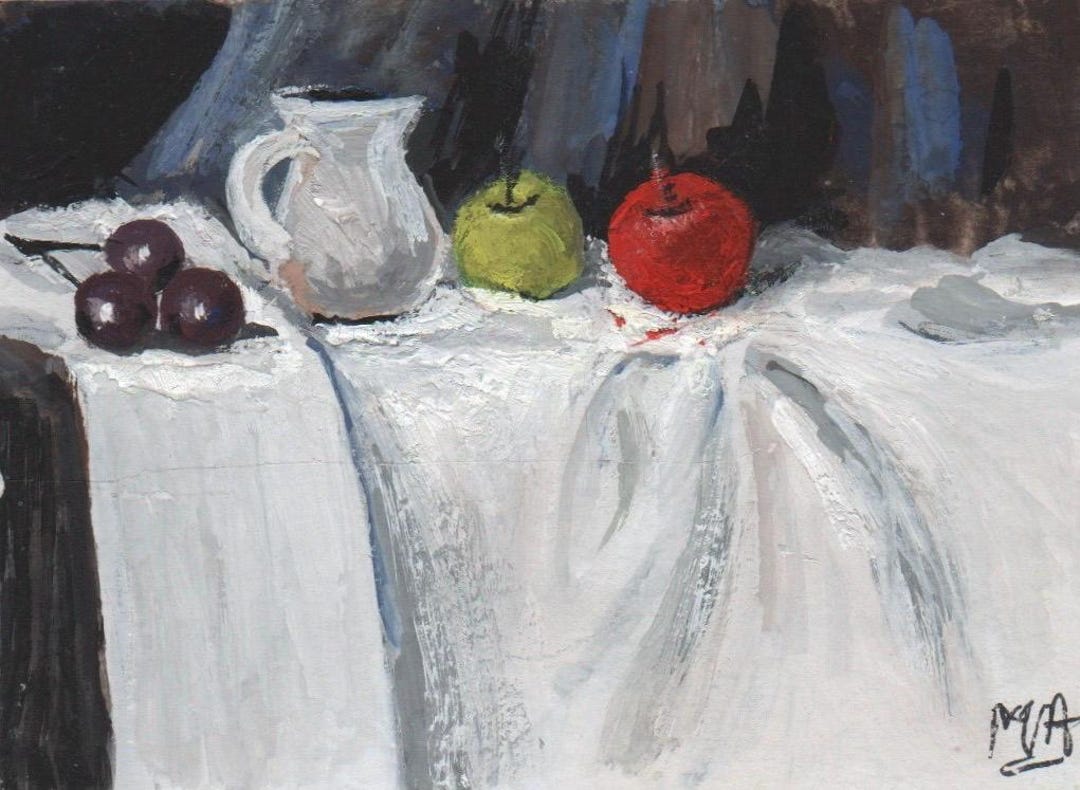 Mini Still Life Original Miniature Acrylic Painting 3.5 X 2.5 Ins - Etsy