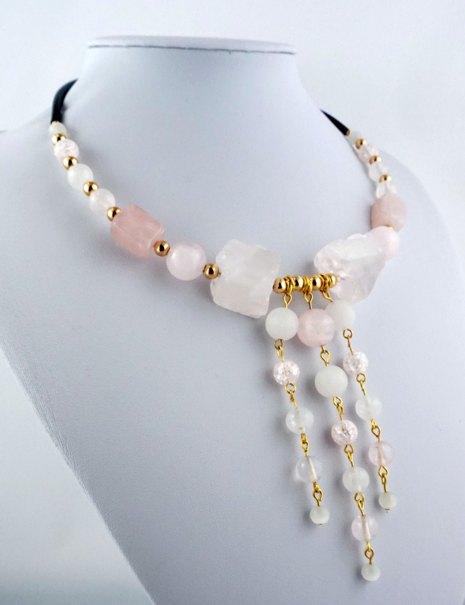 Women Choker, Rose Quartz Collier, Statement Necklace, Handmade ...