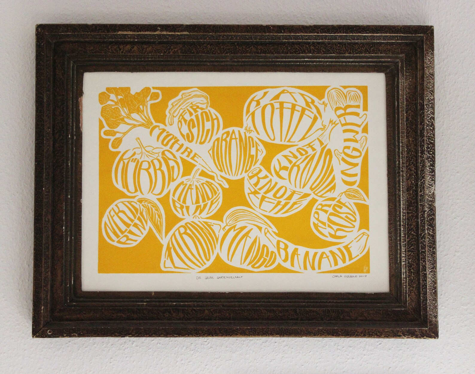 Linocut Vegetables and Fruit Poster Series the Yellow - Etsy UK