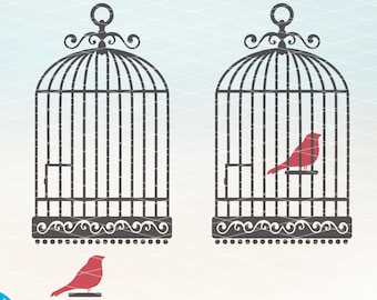 Birdcage Svg Bird Cage Clipart Tree Branch Png Flying Bird - Etsy