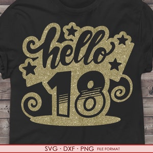 SVG 18th Birthday Hello 18 Svg Files for Cricut. Birthday Gift 18th Png ...