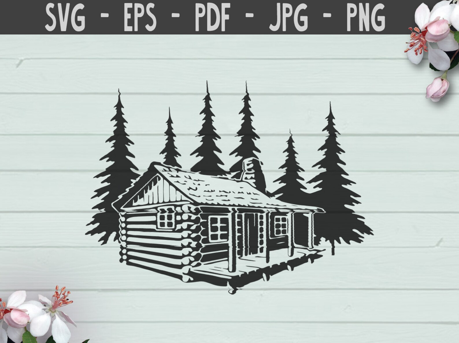 In Woods Log Cabin SVG Cut Files PNG Woods Pine Tree Log - Etsy