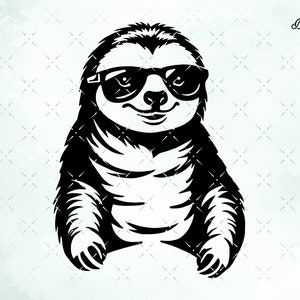 Cool Sloth Svg, Sloths SVG, Sloth Cut File for Cricut, Silhouette, CNC ...