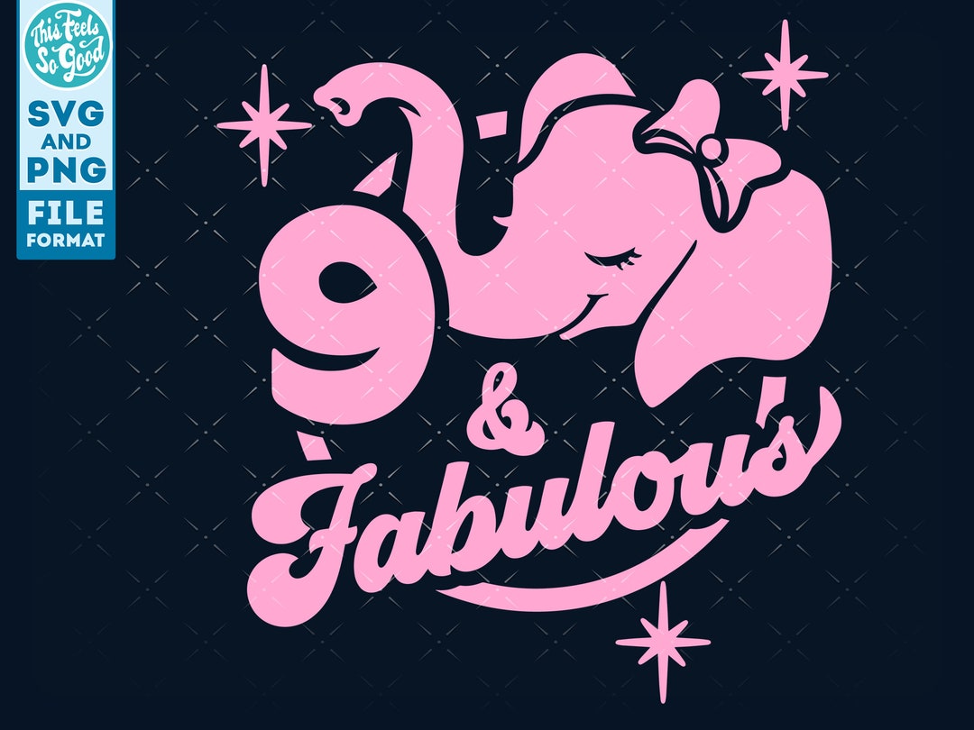 9th Birthday Svg, Girls 9th Birthday Svg, Png Elephant 9 Year Old ...