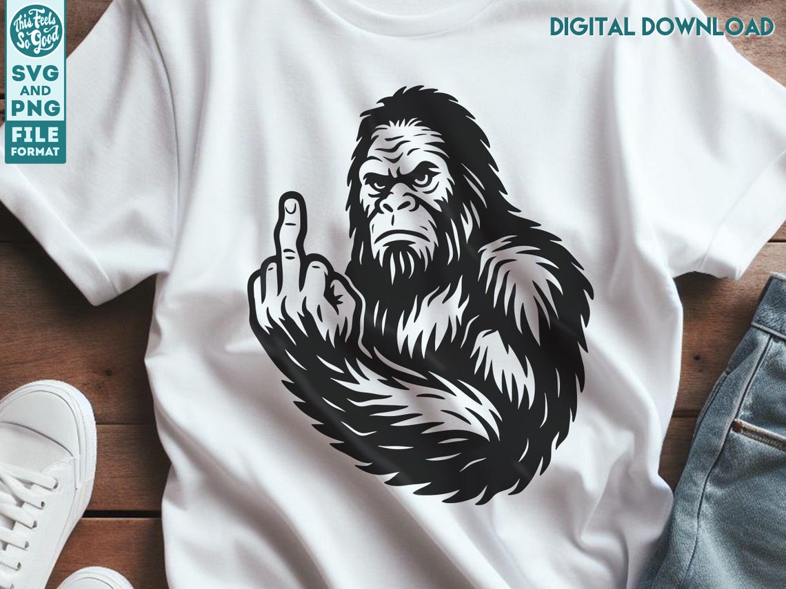 Bigfoot Flipping off SVG Png Bigfoot Svg Middle Finger for Cricut ...