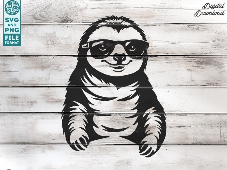 Cool Sloth Svg, Sloths SVG, Sloth Cut File for Cricut, Silhouette, CNC ...