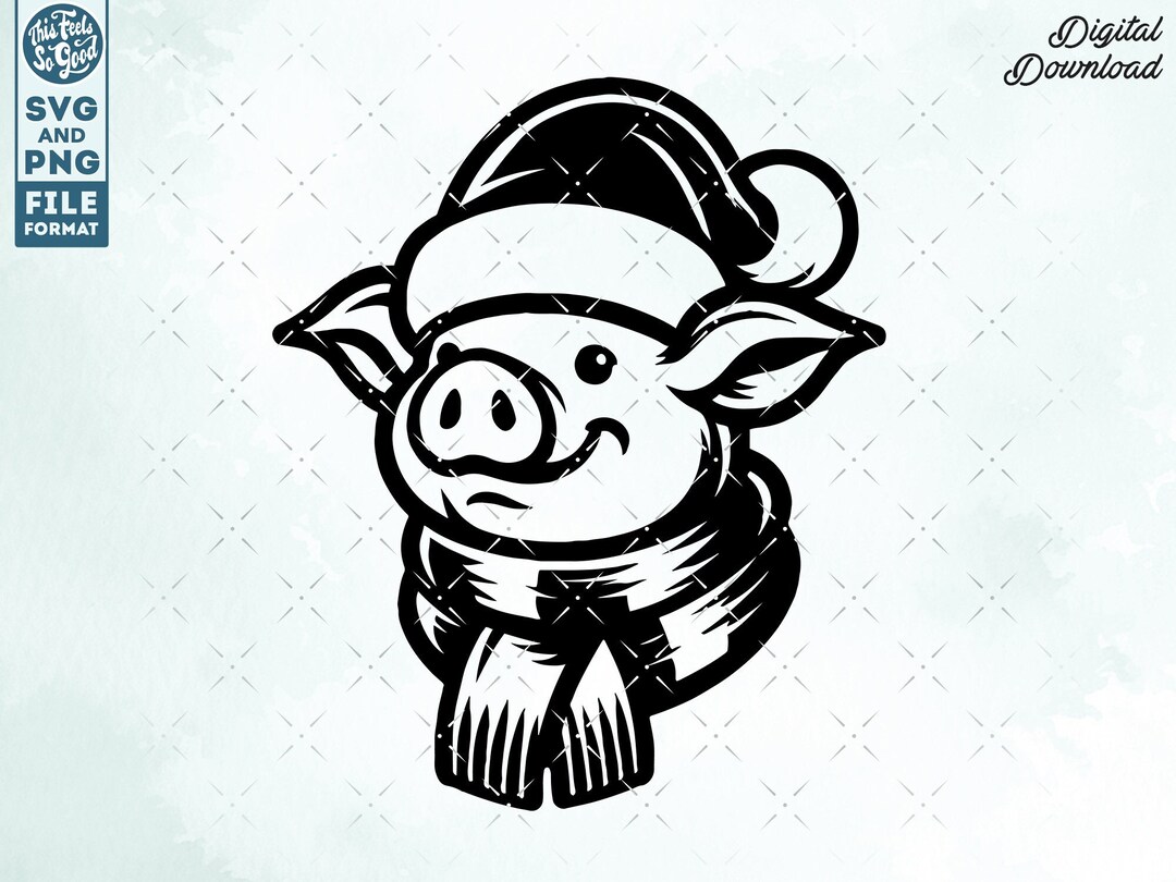 Christmas Pig SVG, Festive Pig Clipart, Holiday Pig Cut File, Xmas Pig ...