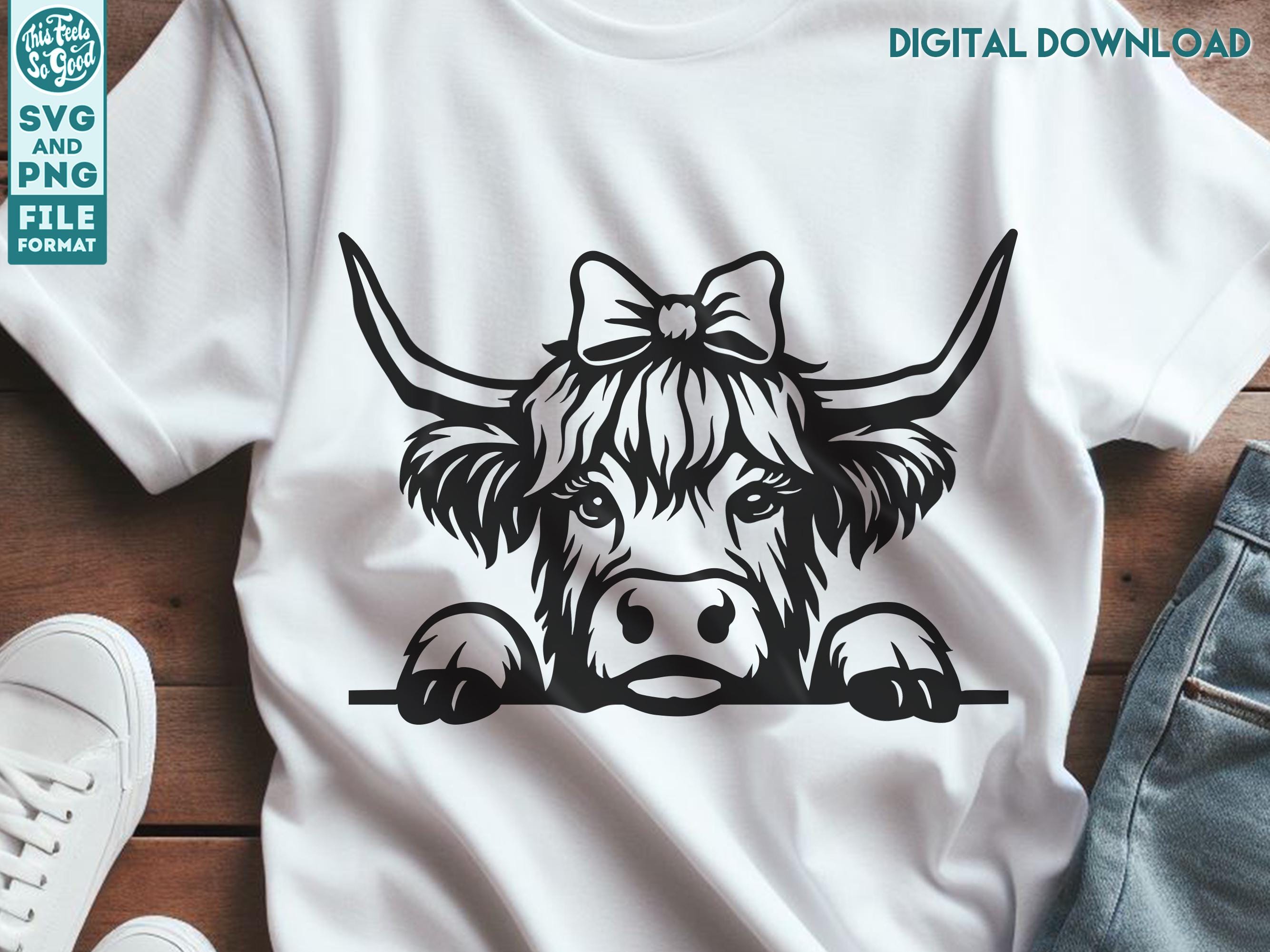 Girl Highland Cow SVG Png Highland Cow Bow Svg for Cricut, Highlands ...