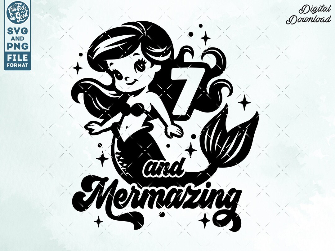Girls 7th Birthday SVG Mermaid, 7 Birthday Shirt Svg, Mermaid 7th ...