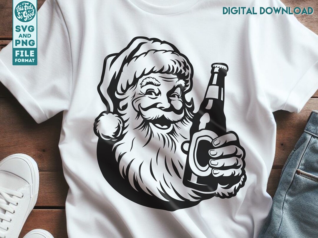 Christmas Beer SVG, Santa Claus Beer Svg Cut File, Xmas Beer Clipart ...