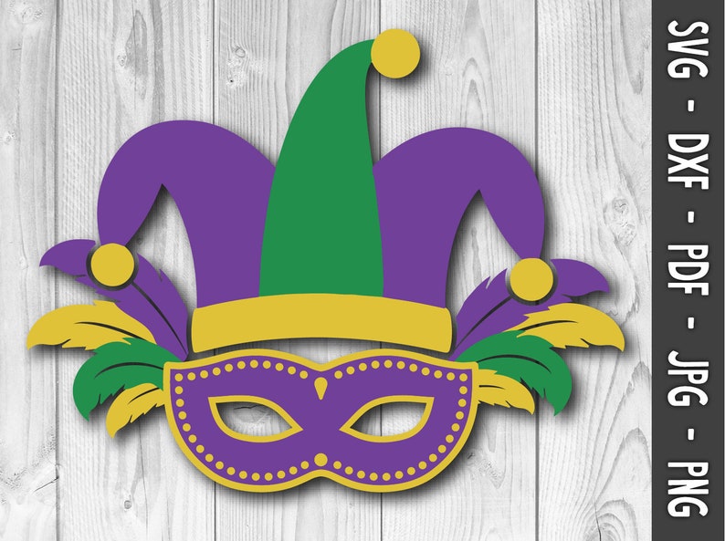 Mardi Gras Mask SVG DXF Carnival Mardi Gras Joker Hat - Etsy