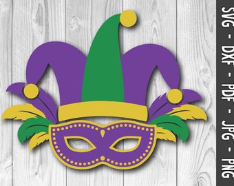Card Making & Stationery Paper Mardi Gras elephant SVG Jester hat ...