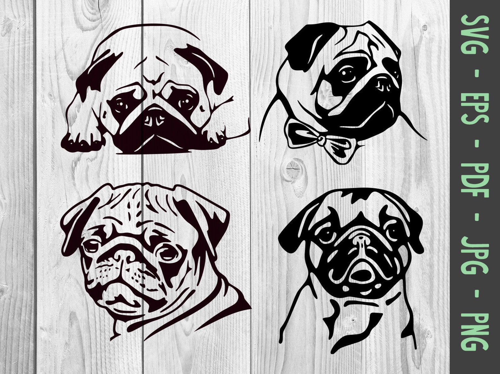 Cute Pug Svg Png Pug Dog Svg Png Pug Bundle Svg Png Cute | Etsy
