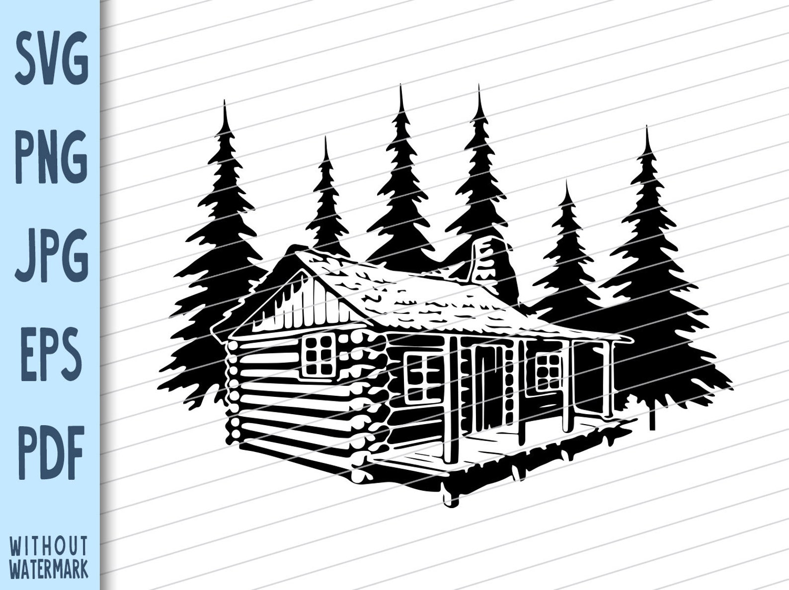 In Woods Log Cabin SVG Cut Files PNG Woods Pine Tree Log - Etsy