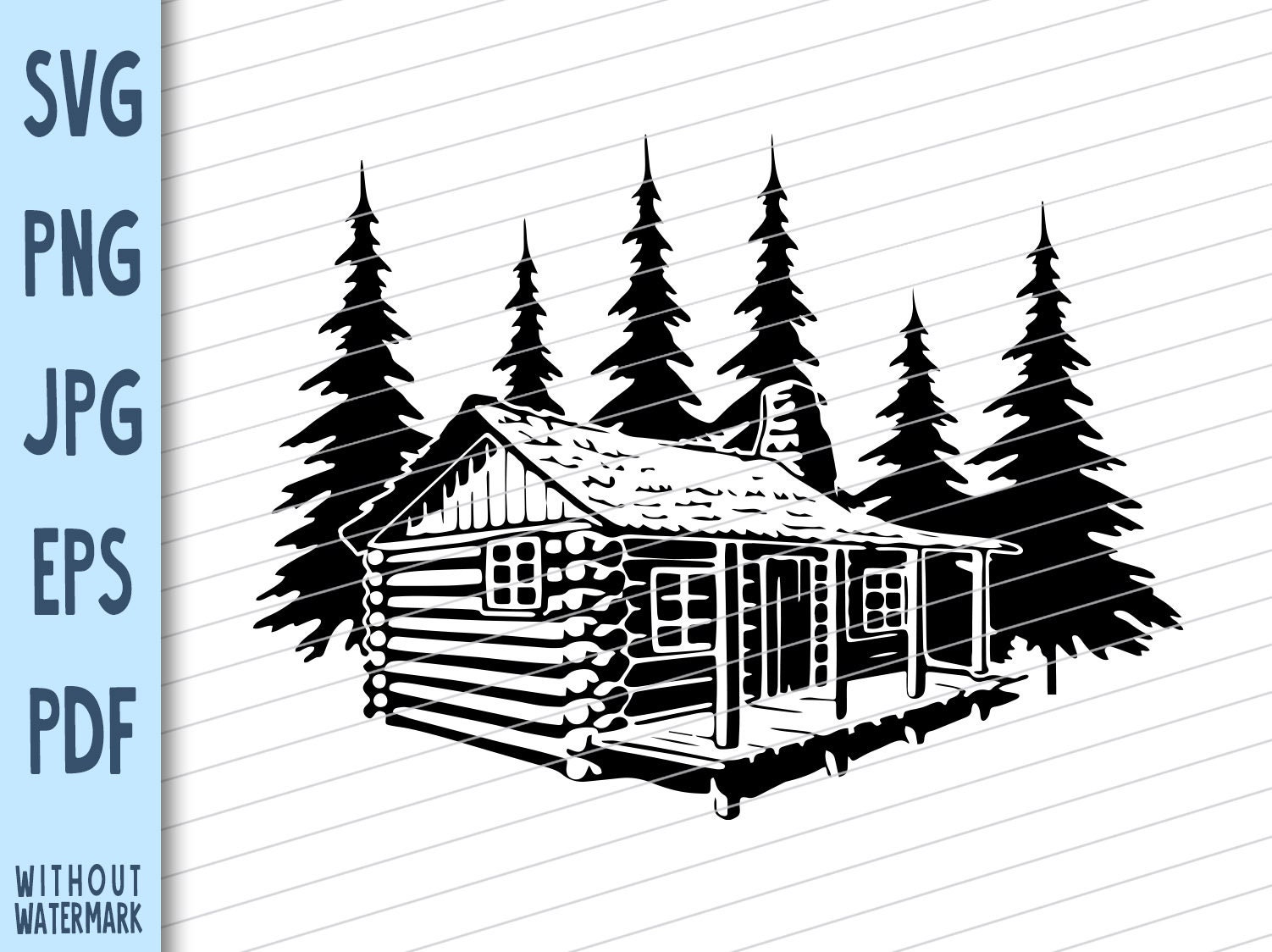 In Woods Log Cabin SVG Cut Files PNG Woods Pine Tree Log - Etsy