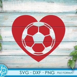 Love Heart Soccer Svg Files for Cricut. Soccerball Svg Png Heart ...