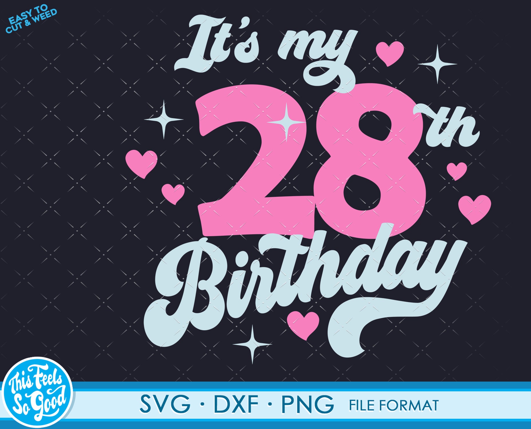Cute Turning 28 years old svg 28th Birthday svg files for | Etsy