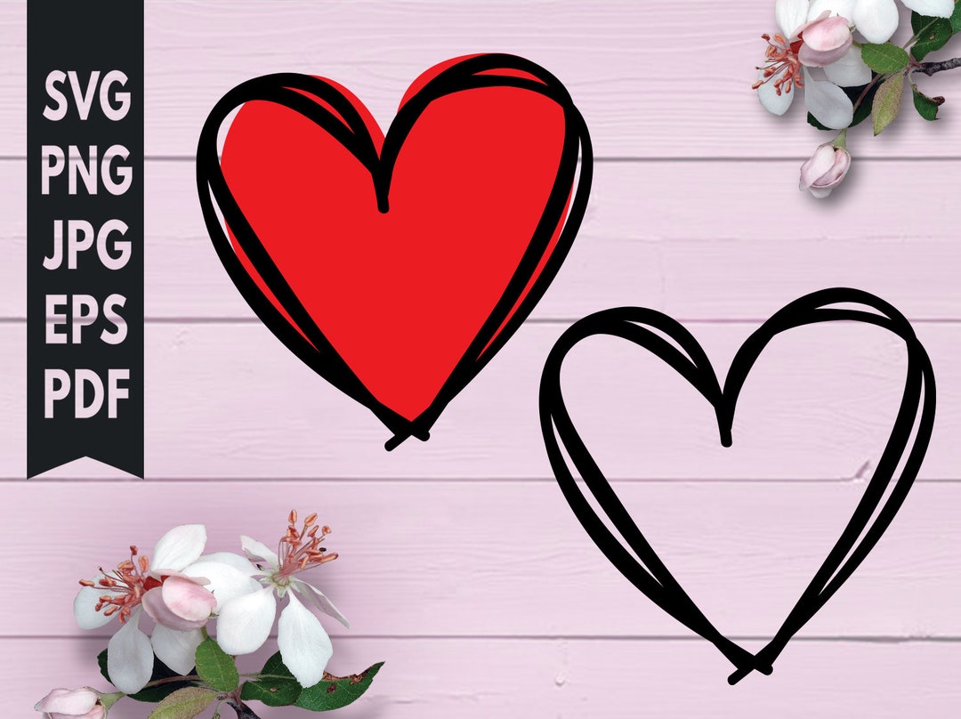 Doodle Heart Svg Png, Hand Drawn Heart SVG PNG, Valentine Day Svg Png ...