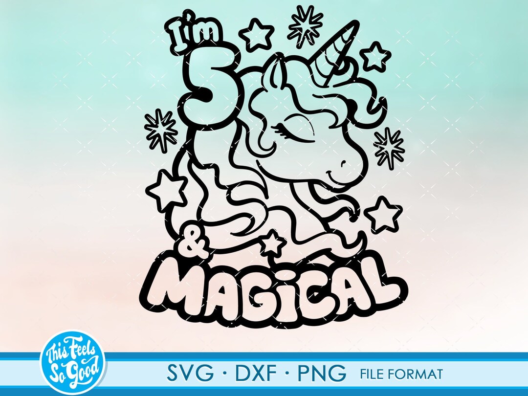 Unicorn 5th Birthday Svg, Fifth Birthday Svg, Png, Dxf Happy Birthday 5 ...