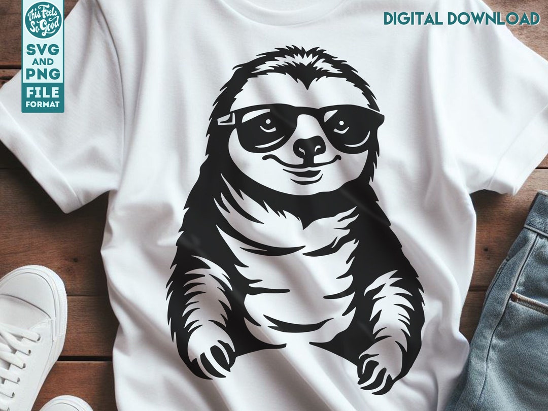 Cool Sloth Svg, Sloths SVG, Sloth Cut File for Cricut, Silhouette, CNC ...