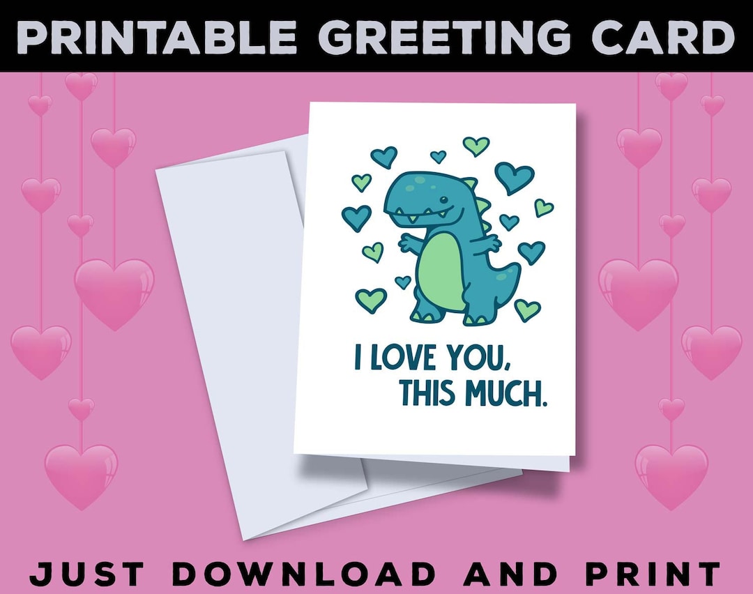 Cute Printable Valentines Card, Digital Downloadable Happy Valentines ...
